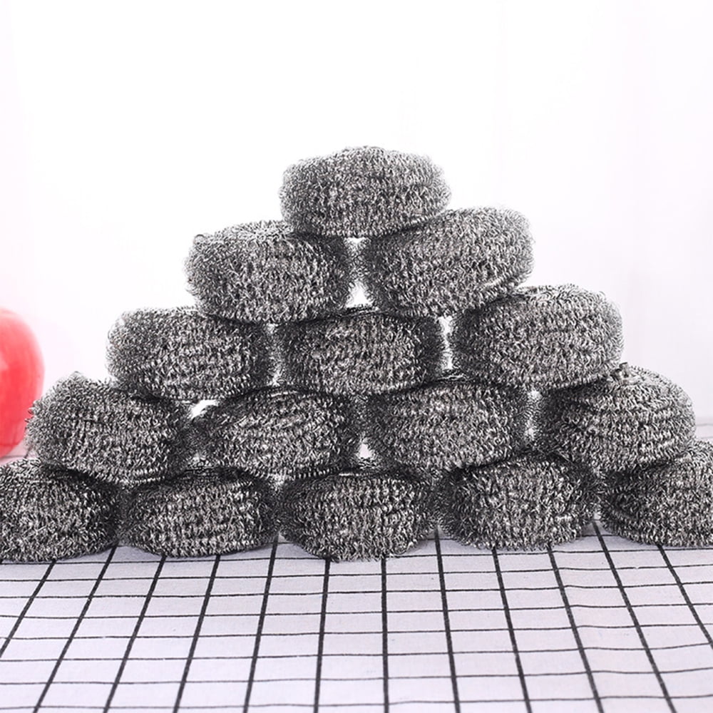 10pcs Scourer Steel Wool Scrubber Metal Scouring Pads with Handle for ...