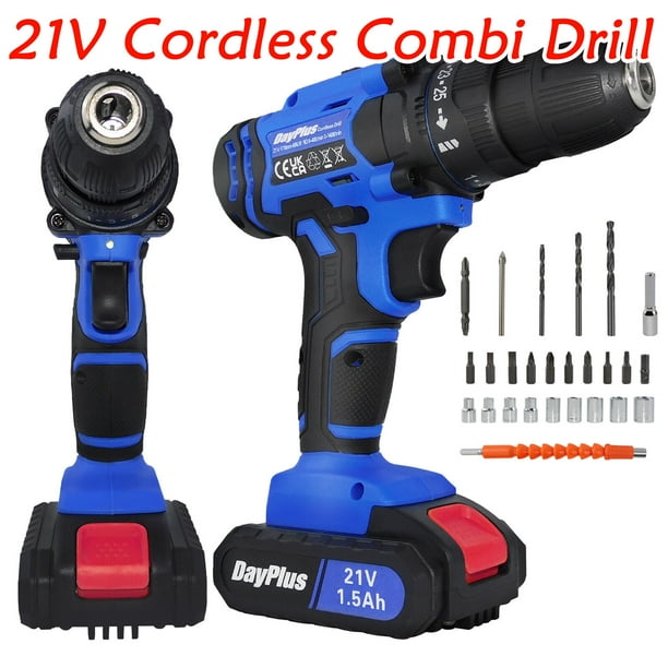 Bowoshen 21V Cordless Drills Driver 1/2" Battery Kit Rechargeable Electric Screwdriver LED ...