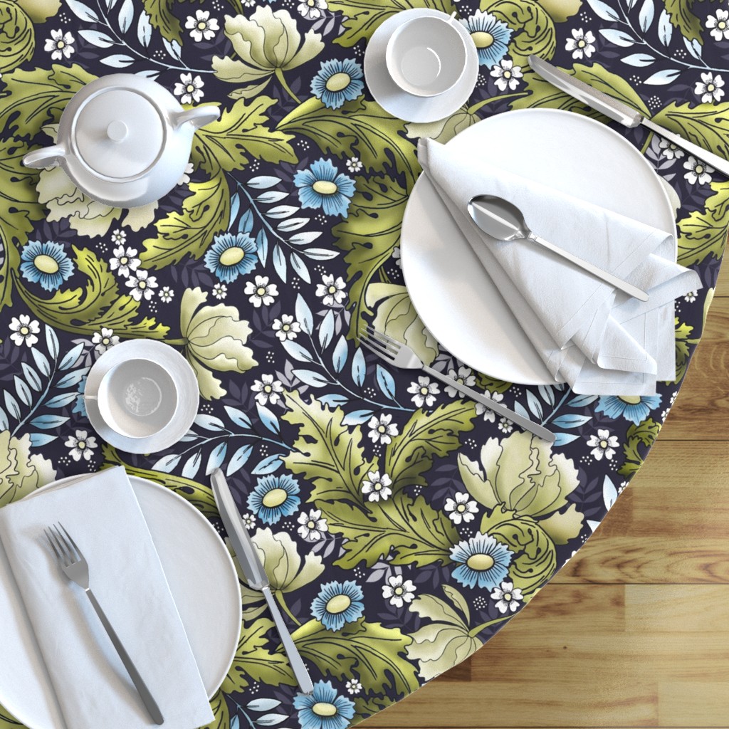 Floral Tablecloth Vintage Style Victorian Hand Drawn Flowers Cotton ...