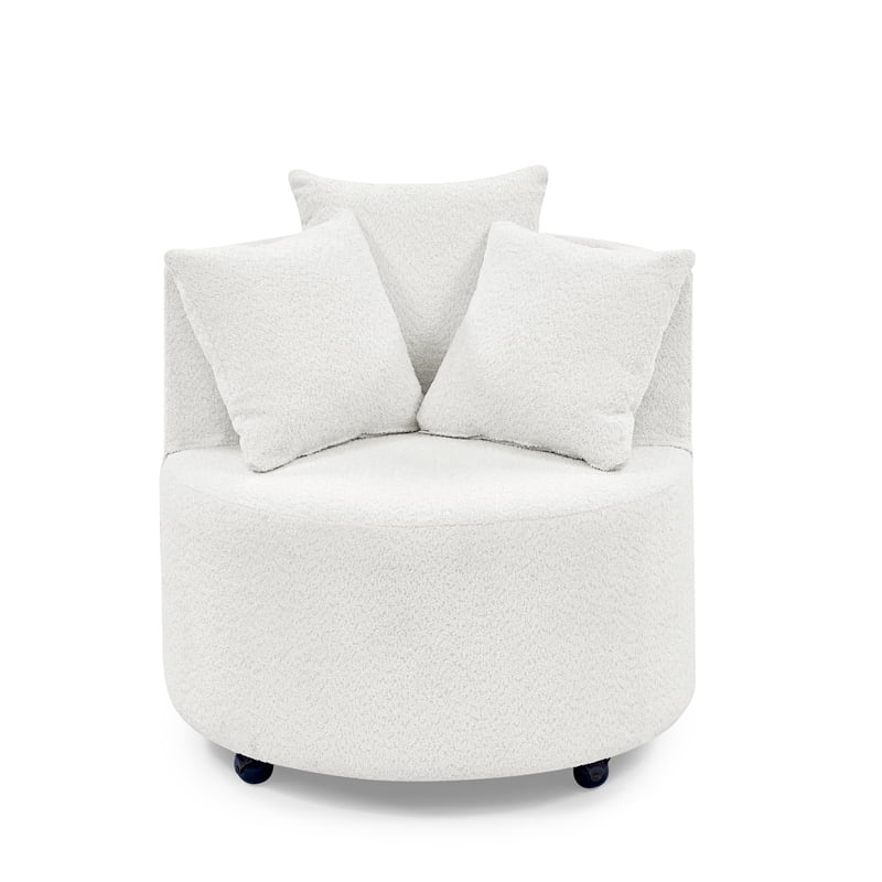 Upholstered Swivel Chair with Round-Shaped Design, Comfy Corner Chair ...