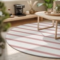 Red Strips Area Rugs 5' (Round) Classic Pink Lines Floor Rug Non Slip ...