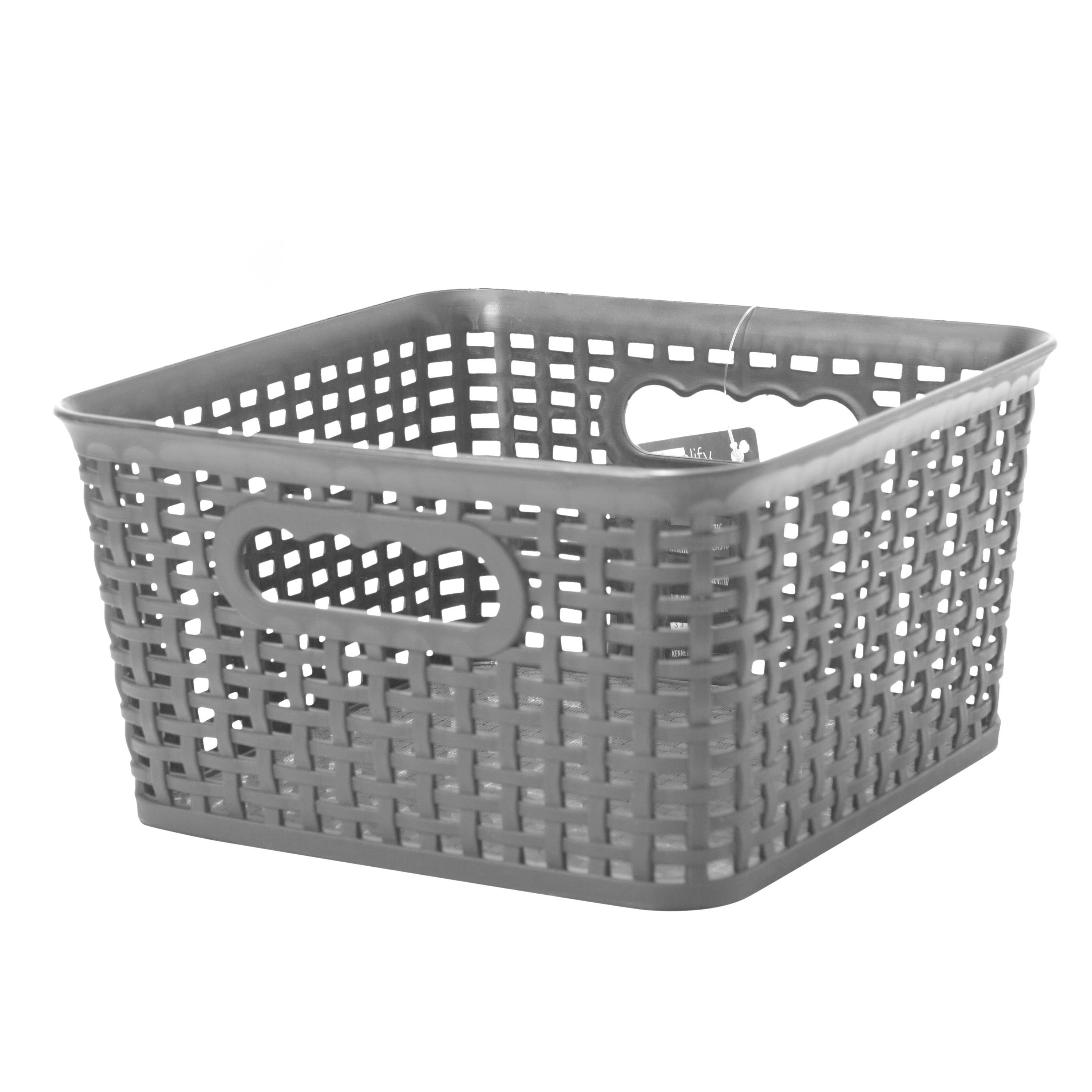 Simplify Mosaic Weave Square Tote Bin 4.5Lt - Grey (8.50X8.50X4.65 ...