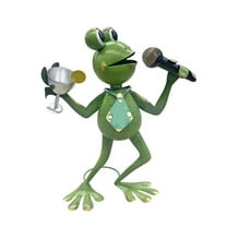 Continental Art Center 24168 Green Metal Frog Holding Fishing Rod ...
