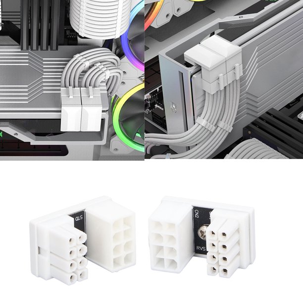 Adapter 2Pcs 8 Pin GPU PCIE U Turn 180 Degree Angle Power Adapter ...