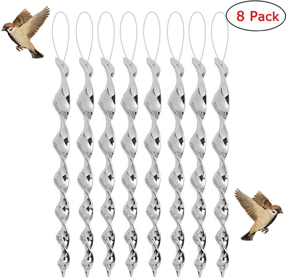 Limei 8 Pack Bird Repellent Reflective Scare Rods Hanging Ornamental ...