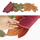 OVZME 36 Inch Autumn Harvest Table Runner, Embroidered Maple Leaves ...