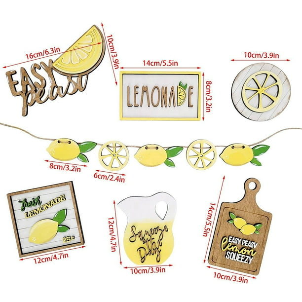 Lemon Tiered Tray Decor Wood Standing Sign Home Decoration Lemon Tiered ...