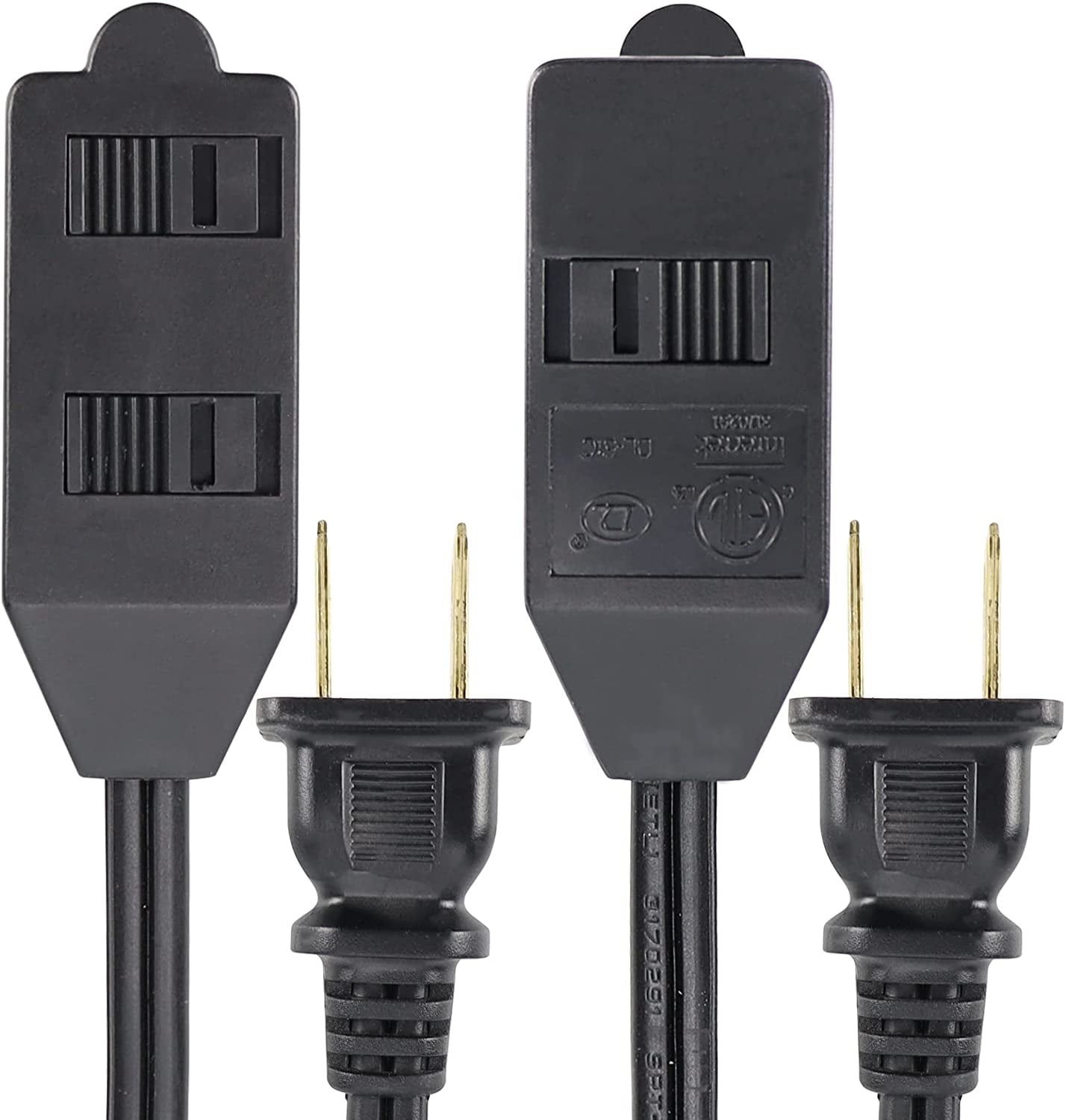EP 2 Pack 6 Ft Extension Cord with 3 Power Outlets - 2 Prong Plug, 16 ...
