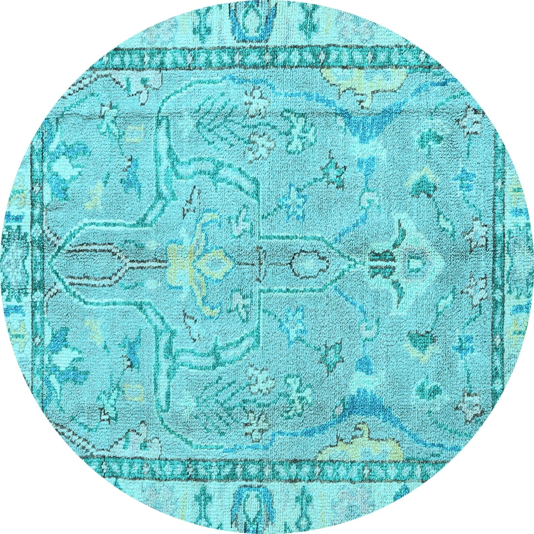 Ahgly Company Indoor Round Oriental Light Blue Traditional Area Rugs, 7 ...