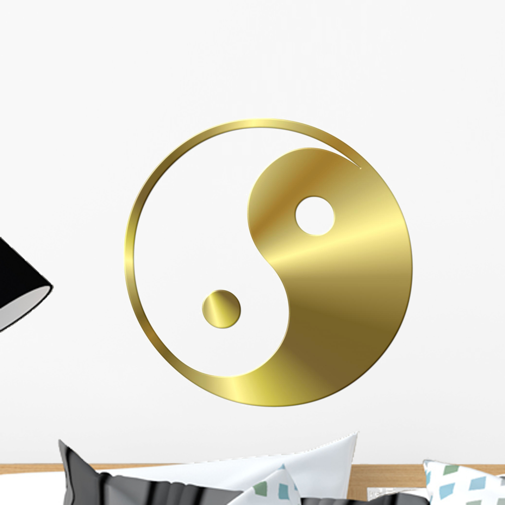 Ying Yang Gold Wall Decal by Wallmonkeys Peel and Stick Graphic (18 in ...