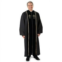 Black Pulpit Robe with Beautiful Gold Embroidery (53 Small: 5'6" - 5'7 ...