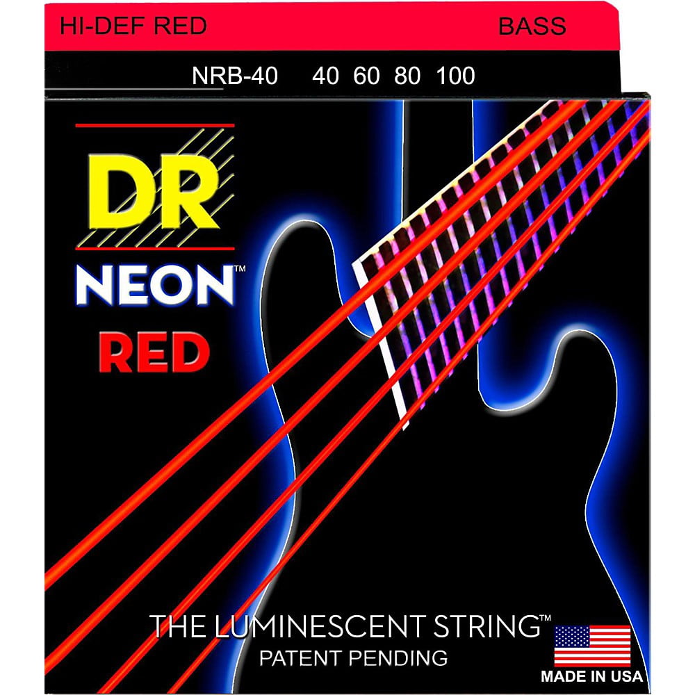 DR Strings Hi-Def NEON Red Coated Lite Bass Strings (40-100) - Walmart.com