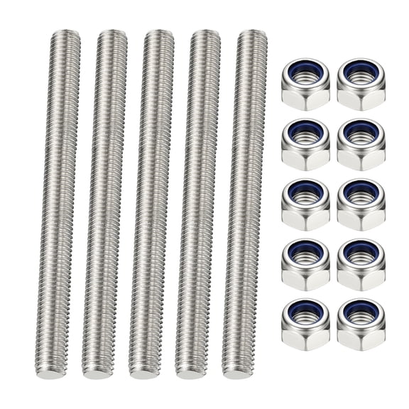 CERPXFF-Fully Threaded Rod M5 x 250mm 0.8mm Thread Pitch 304 Stainless ...