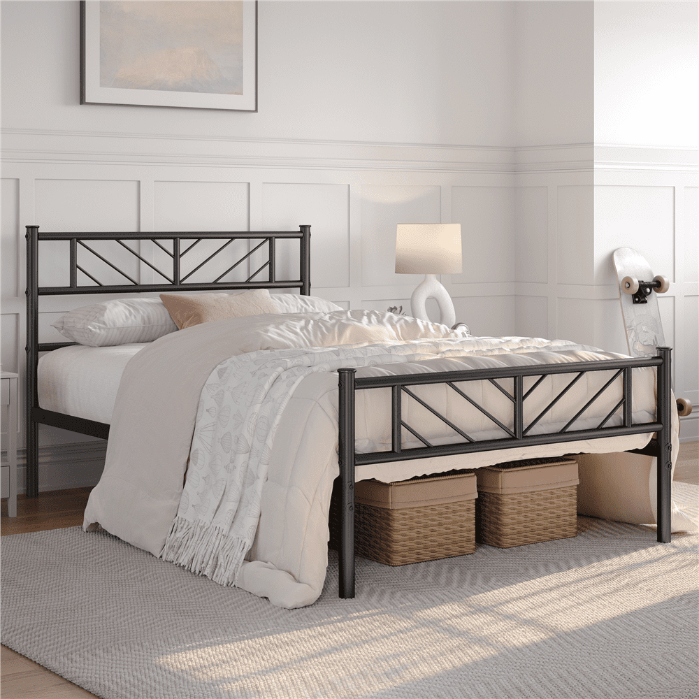 Click here for Yaheetech Metal Platform Bed With Arrow Design Hea... prices