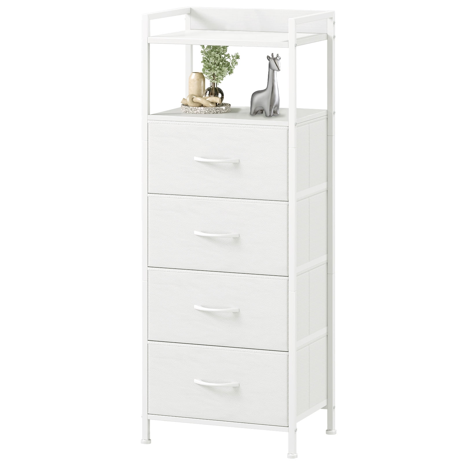 Click here for Eunos White Tall Nightstand  4 Vertical Fabric Dra... prices