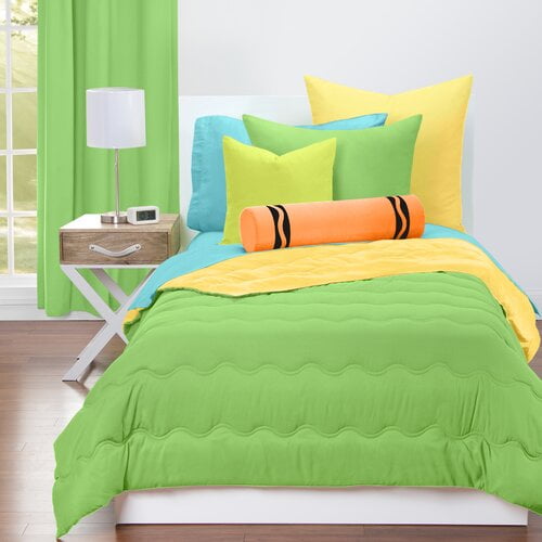 Crayola Jungle Green and Laser Lemon Reversible Comforter Set - Walmart.com