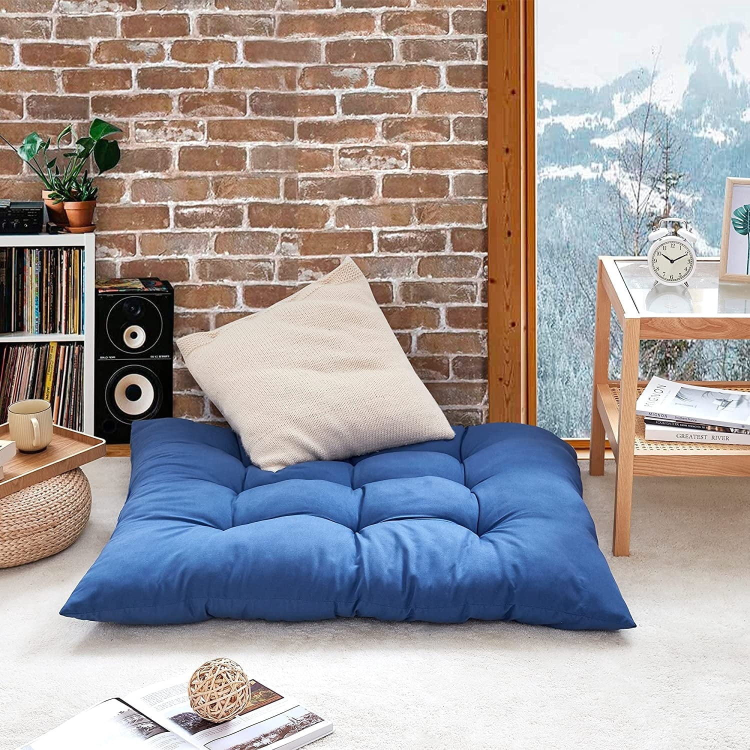 DormCo Rainha - Puffy Tufted Floor Pillow Royal Navy Blue - Walmart.com