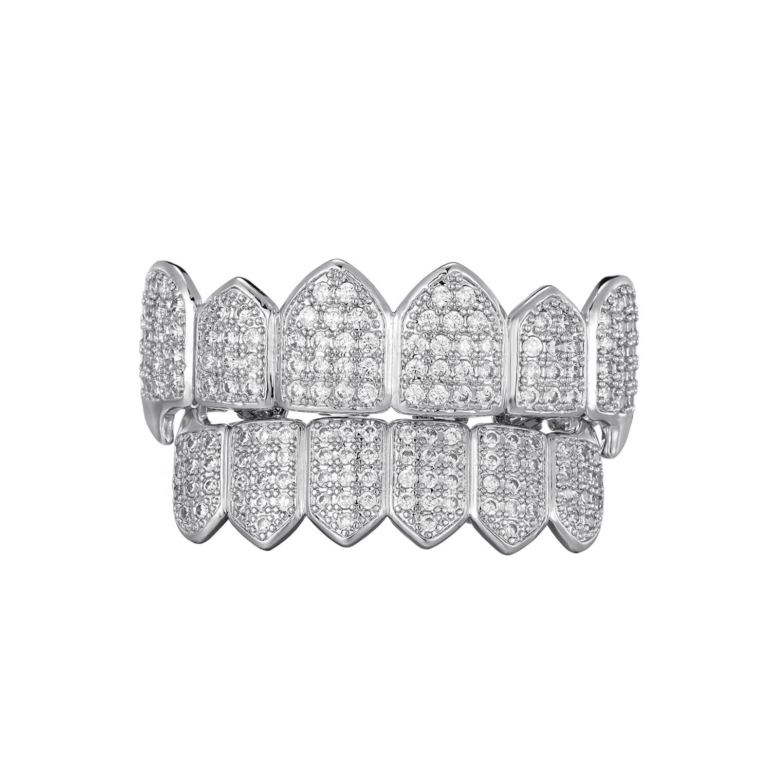 Saintda Cubic Zirconia Teeth Grillz Set For Unisex Top Bottom Iced Out