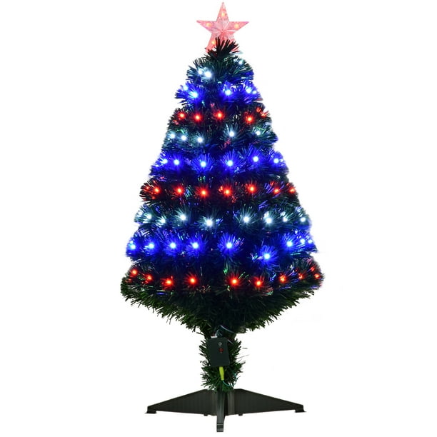 HOMCOM 3/4/5/6/7FT Tall Artificial Tree Multi-Colored Fiber Optic LED ...