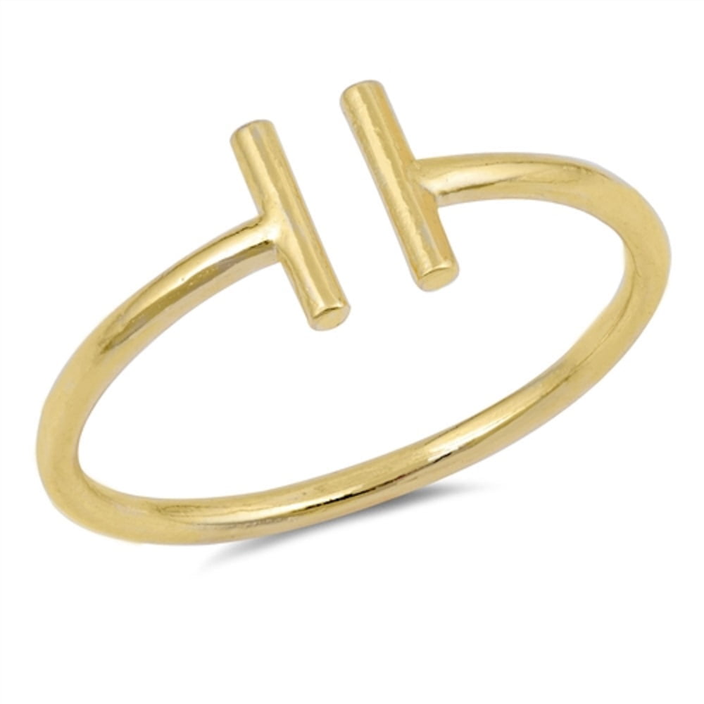 Yellow Gold-Tone Plated Sterling Silver Equal Sign Ring - Walmart.com