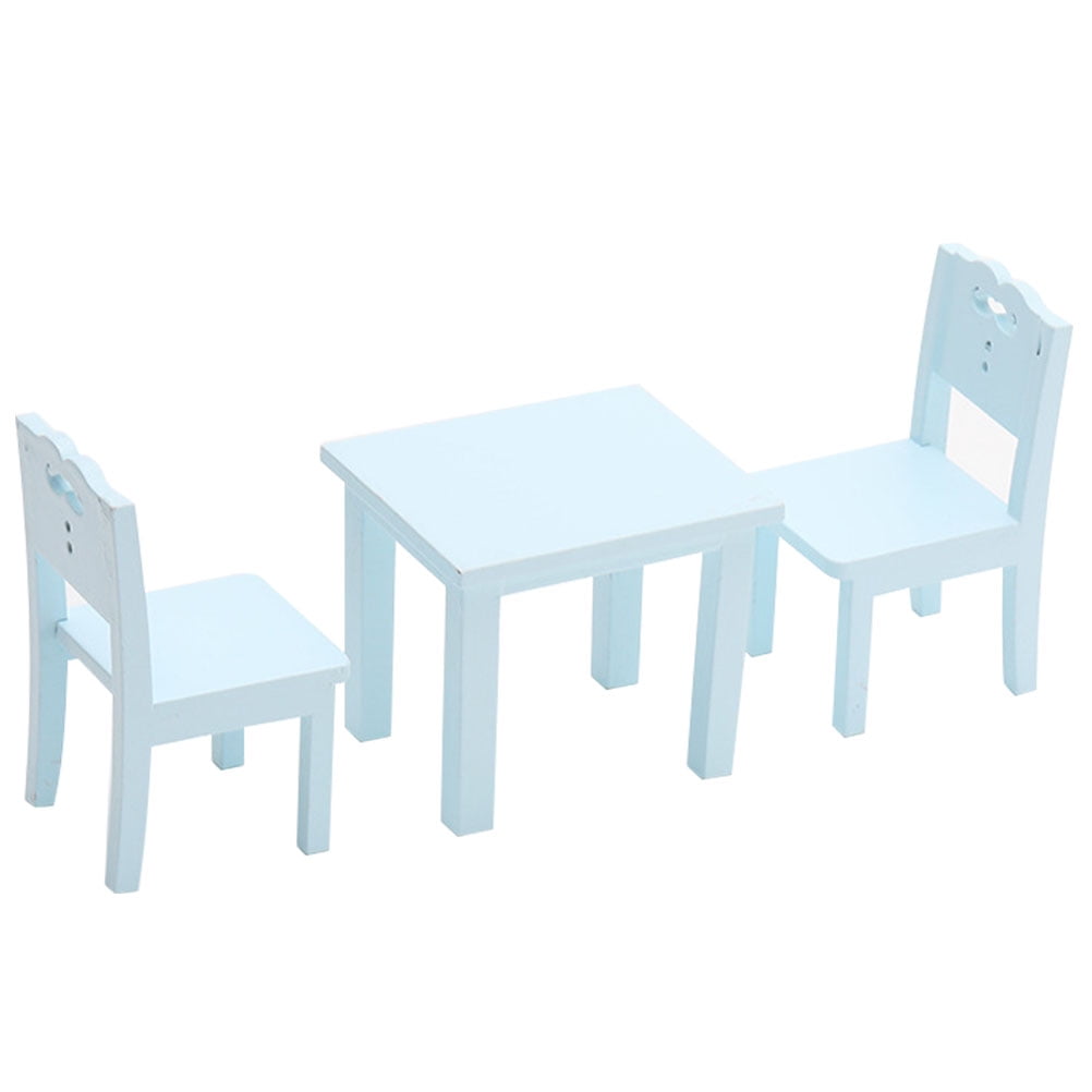 Click here for Writwaa 3pcs Mini Desk Chair Set Wood Blue For Mod... prices