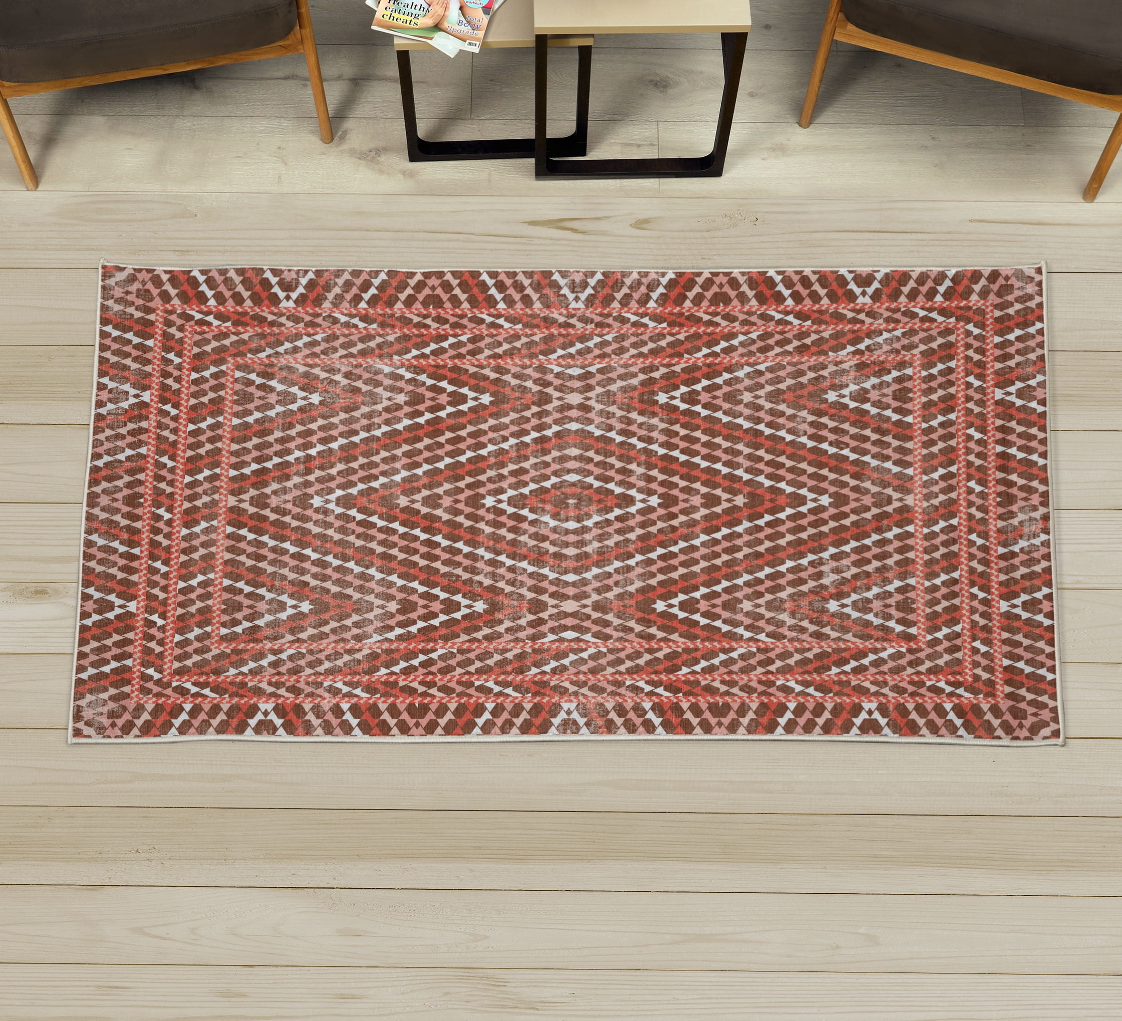 Geometric Decorative Rug, Pastel Ombre Colored Zigzag Look Abstract ...