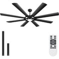 Ohniyou 76" Large Ceiling Fans with Lights and Remote 8 Blades Dimmable ...