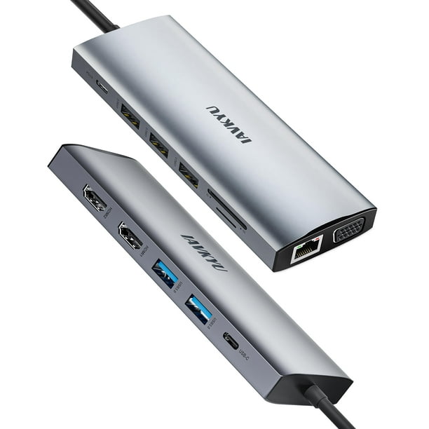 Estación de acoplamiento IAVKYU 13 en 1 USB C HUB 3 monitores | Bodega Aurrera en línea