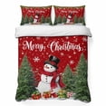 3 Pieces King Quilt Set,Merry Christmas Snowman Green Pine Tree Soft ...
