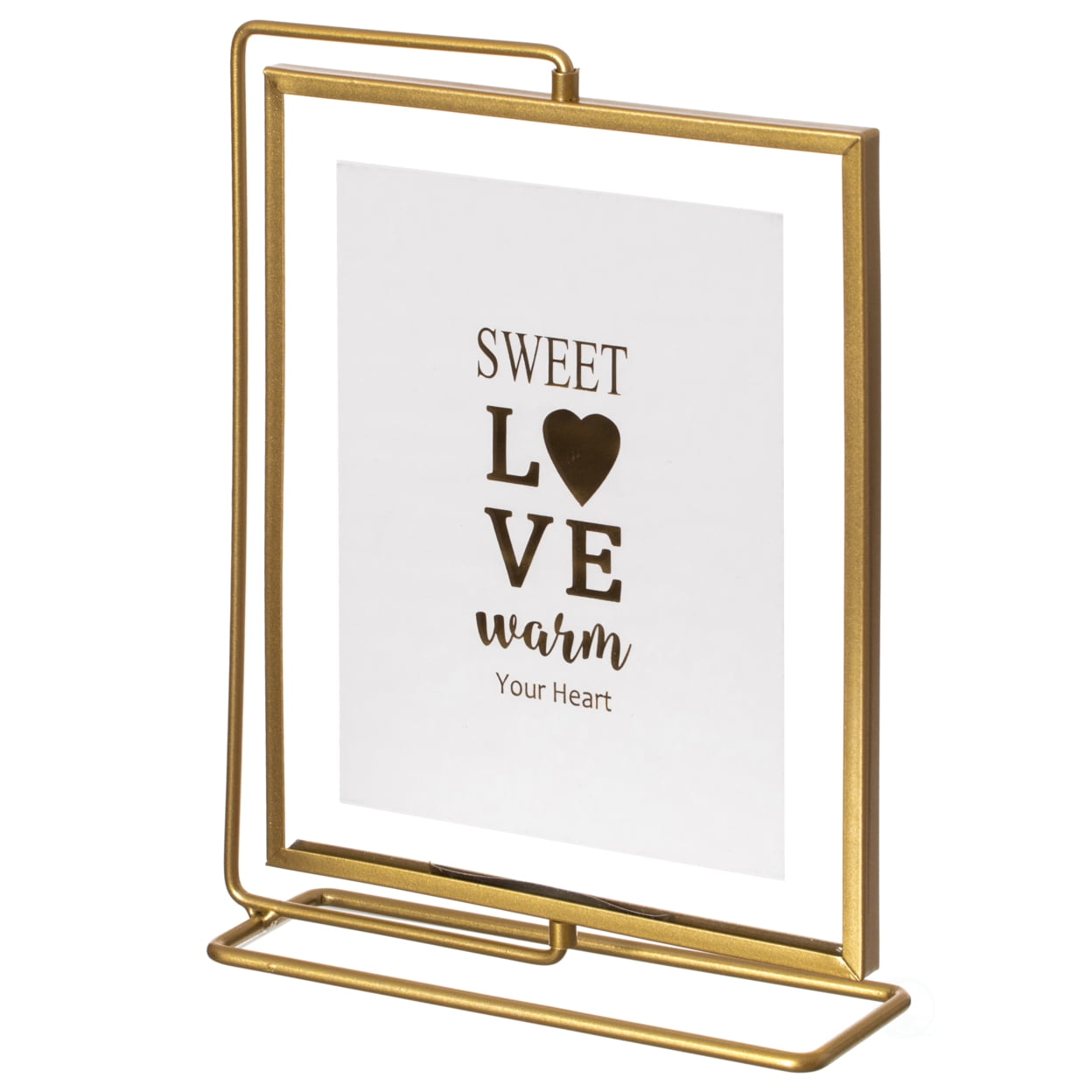 Gold Modern Metal Floating Tabletop Photo Frame with Glass Cover and ...