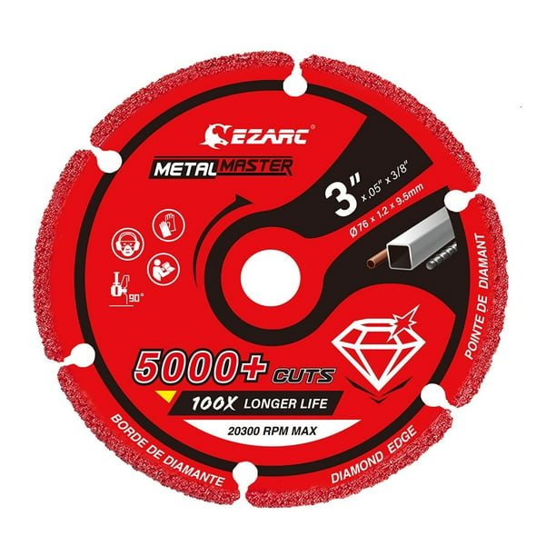 EZARC Diamond Cutting Wheel 3 x 3/8 Inch for Metal, Cut Off Wheel with 5000+ Cuts on Rebar ...