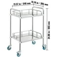 KFFKFF Laboratory Mobile Trolley, Dual-Shelf Metallic Transport Trolley ...