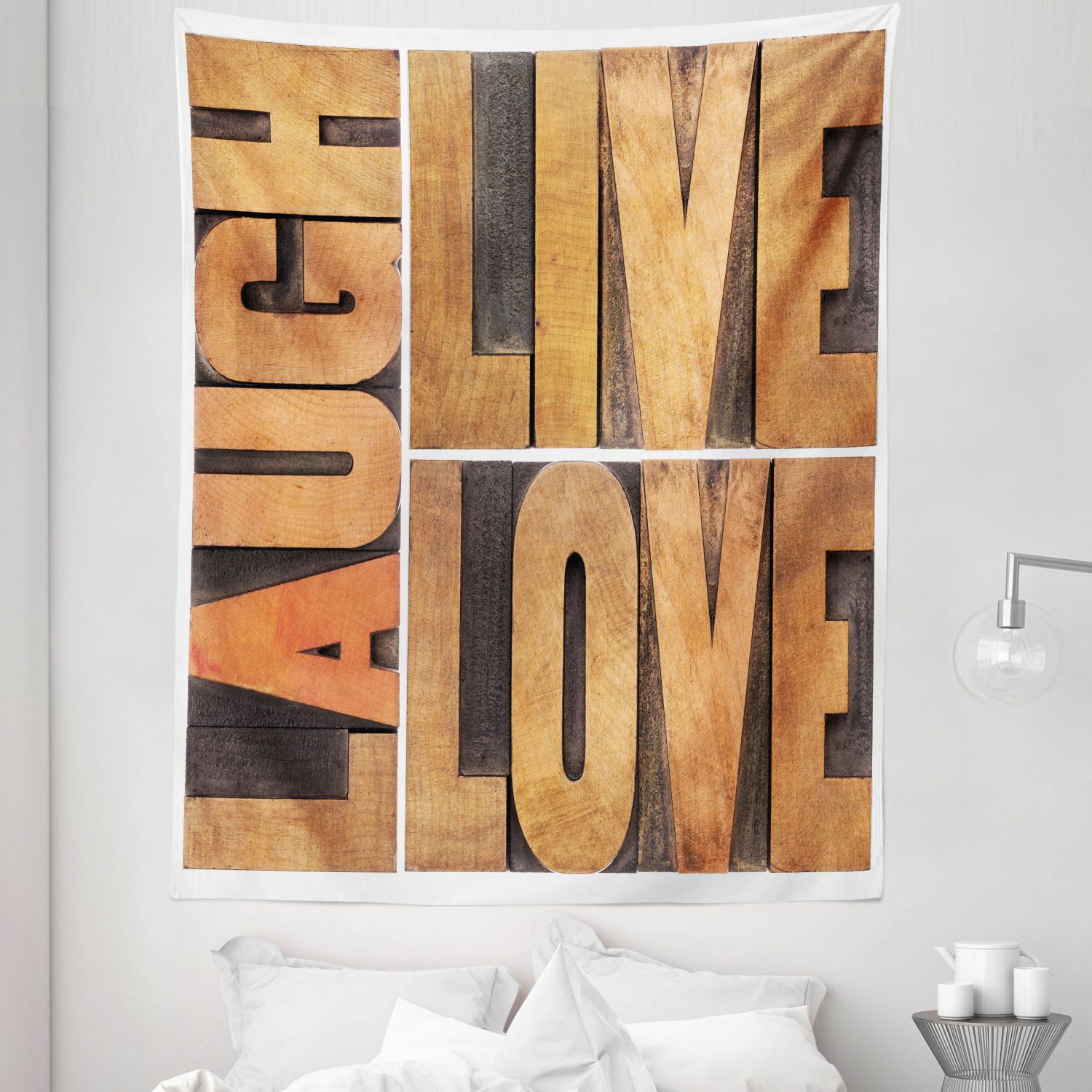 Live Laugh Love Tapestry, Macro Calligraphy with Life Message ...