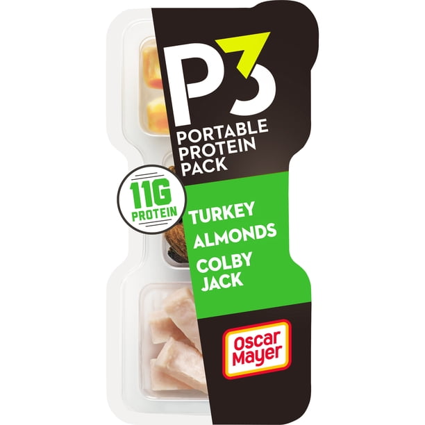 P3 Turkey, Almonds & Colby Jack Cheese Protein Snack Pack, 2 oz Tray ...