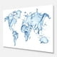 Designart 'World Map Water Splash ' Abstract Map Metal Wall Art ...