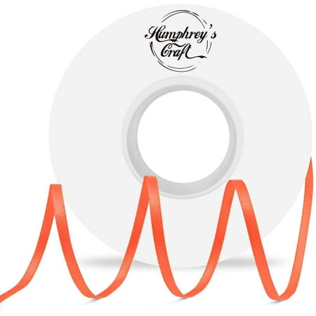 ZMLEVE 1/8 Inch Neon Orange Double Faced Satin Ribbon - 50 Yards ...