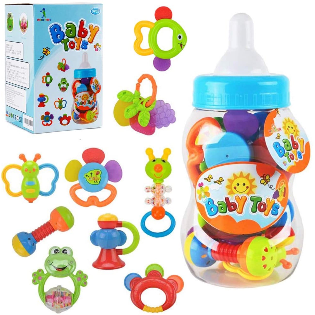 Baby Rattle Teether Toys Set Education Rattle Toys for Newborn Infant ...