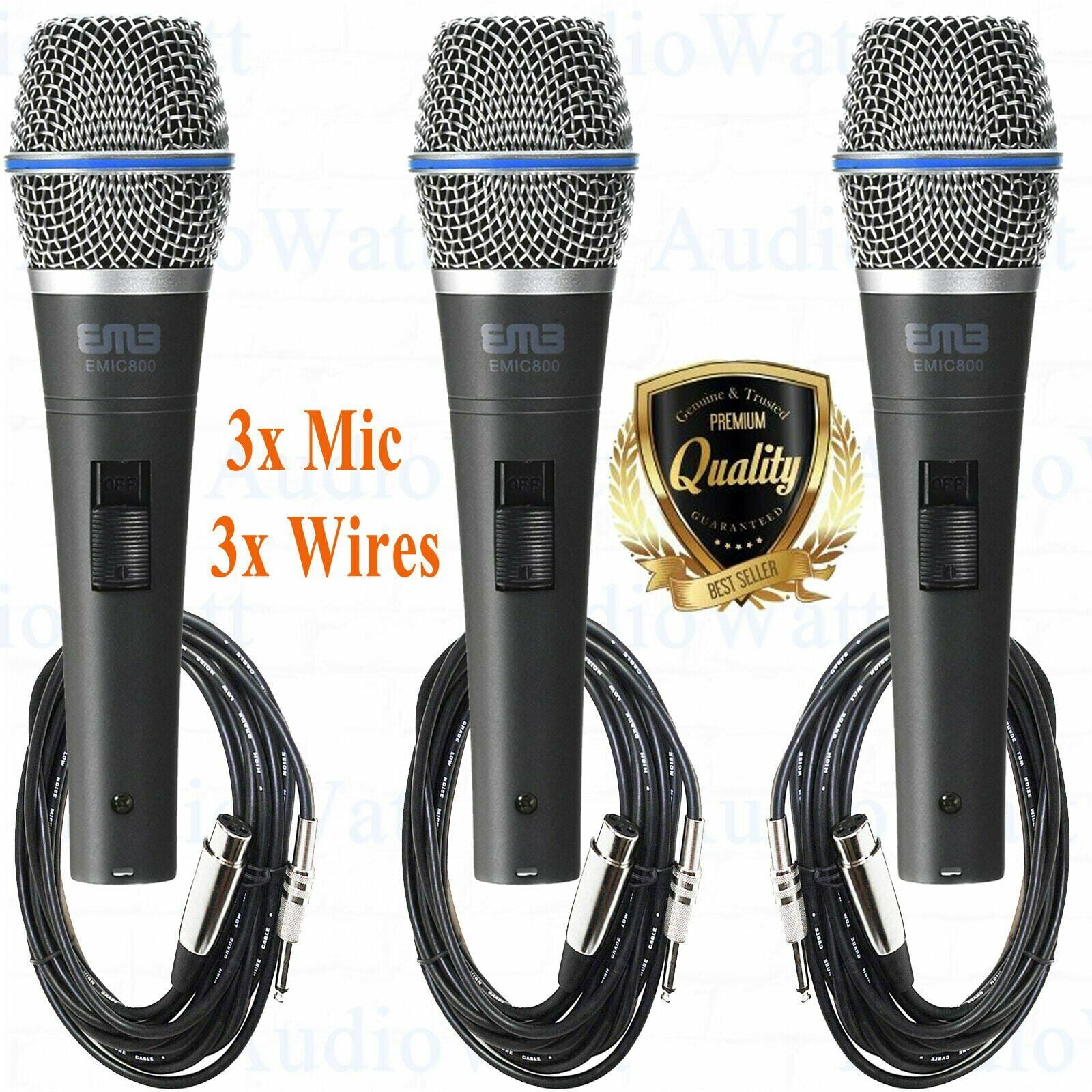 3X Professional Wired Dynamic Vocal Studio Microphone HandHeld Mic with ...