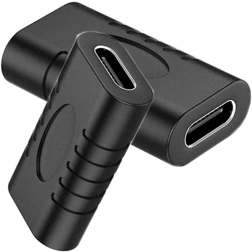 Greluma 2 Pieces 90 Degree USB-C Type C Male to Female Adapter, Right and Left Angle USB 3.1 ...