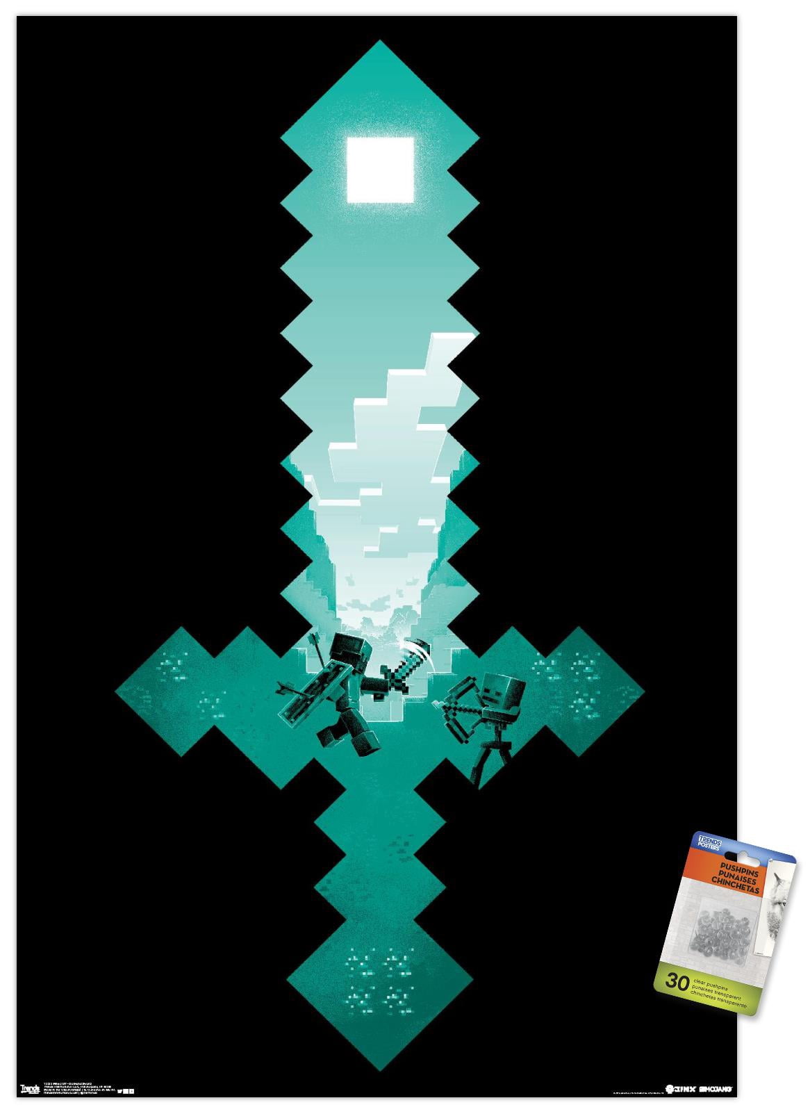 Minecraft - Diamond Sword Wall Poster with Push Pins, 22.375" x 34 ...