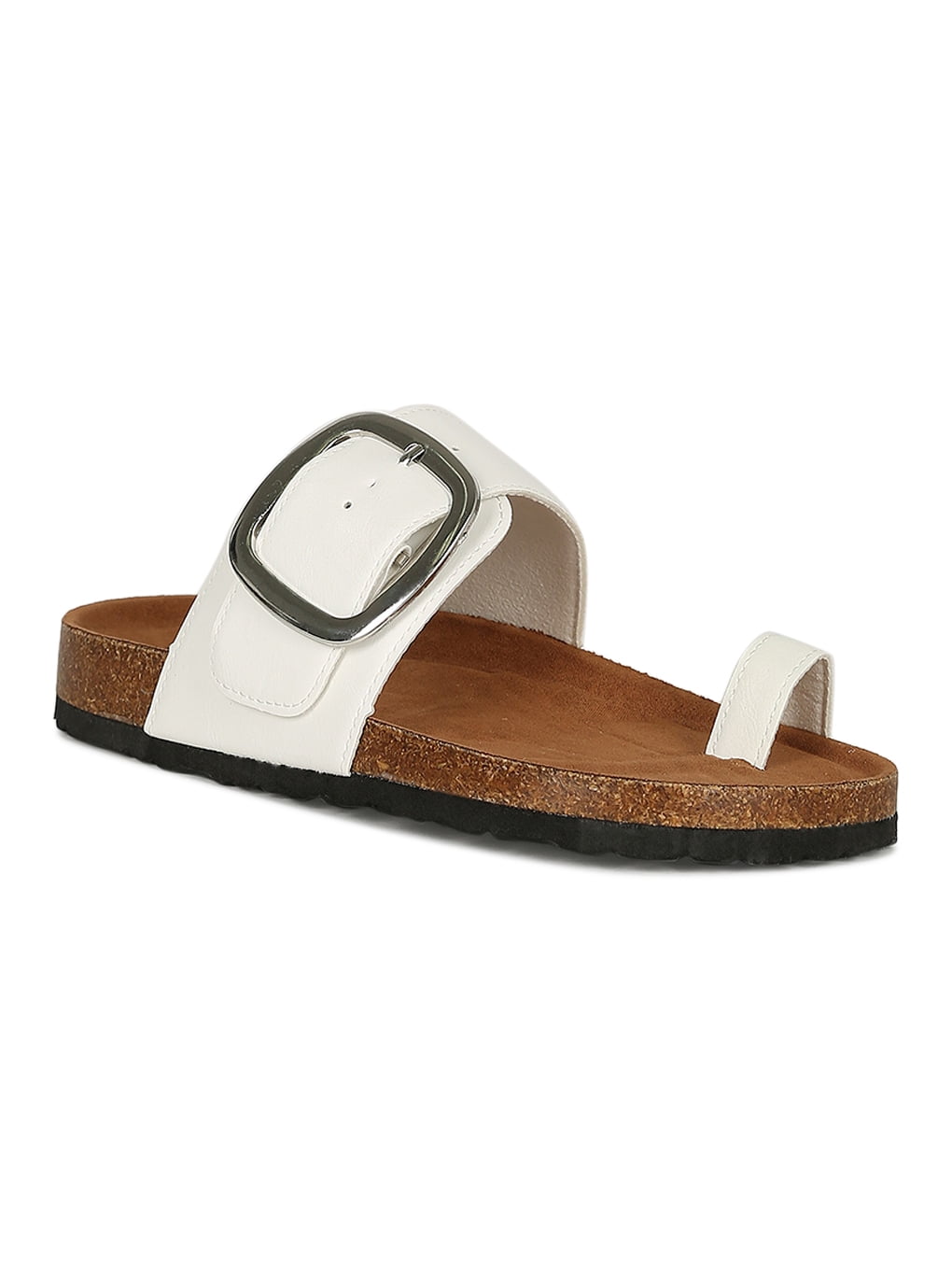 Women Oversized Buckle Toe Ring Cork Slide Sandal 18656 - Walmart.com