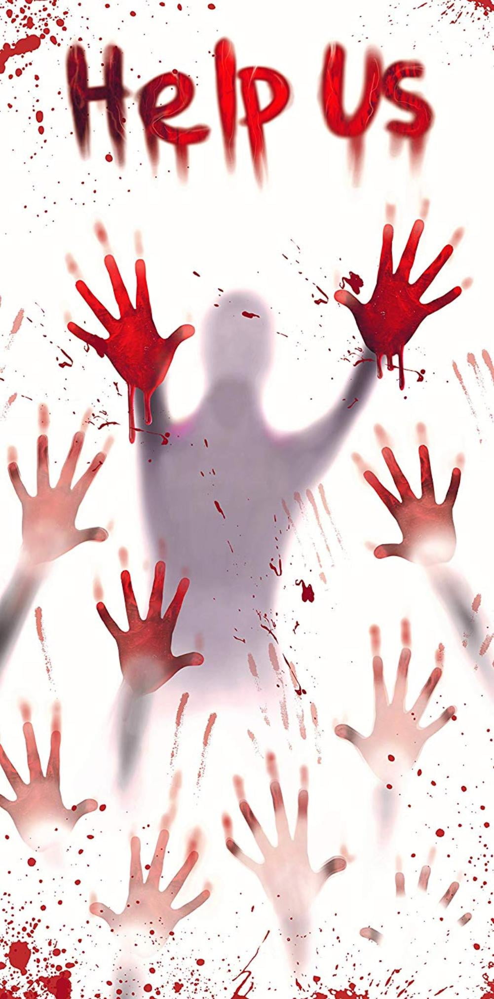 Halloween Door Cover - Bloody Help Us Sign for Outdoor Decorations (30 ...