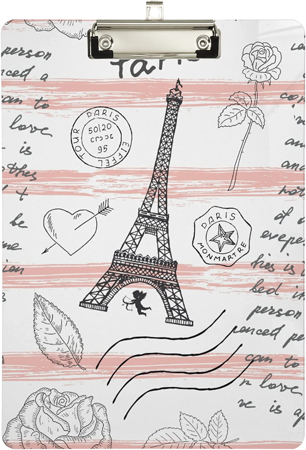 FMSHPON Paris Eiffel Tower Romantic Written Words Clipboard Hardboard ...