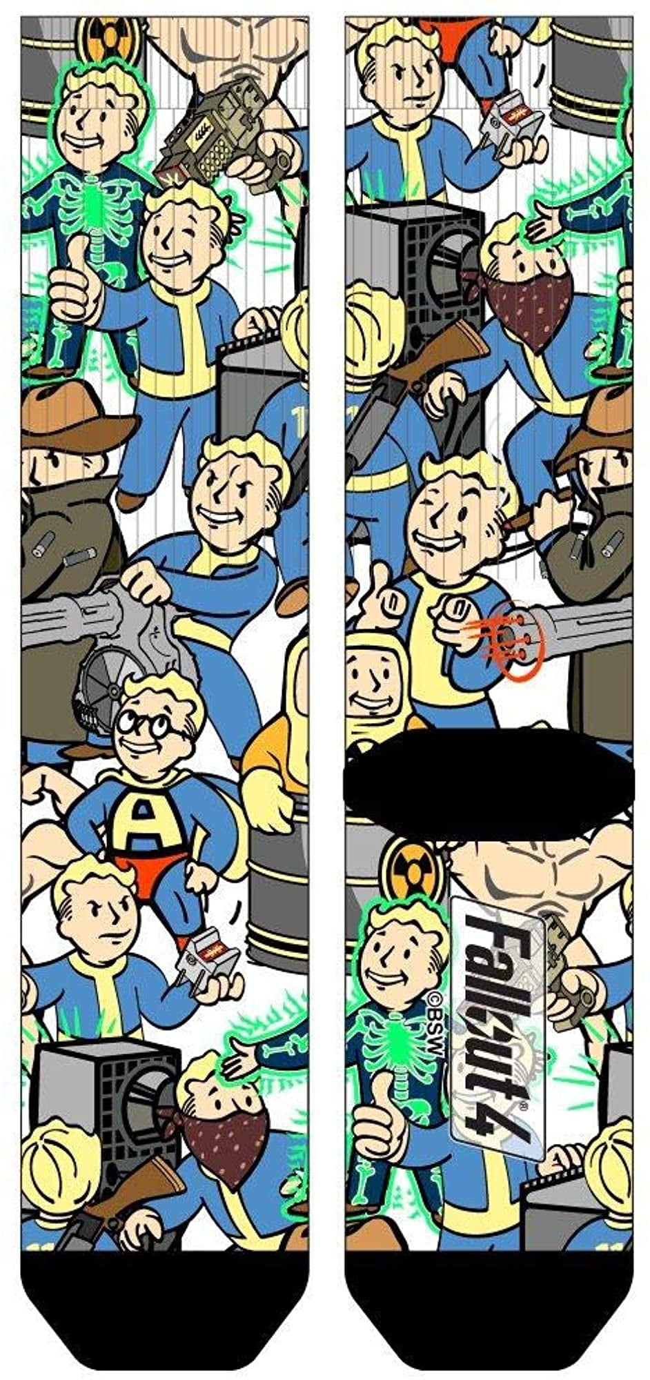 Fallout Vault Boy Collage 360 Sublimated All Over Print Crew Socks OS ...