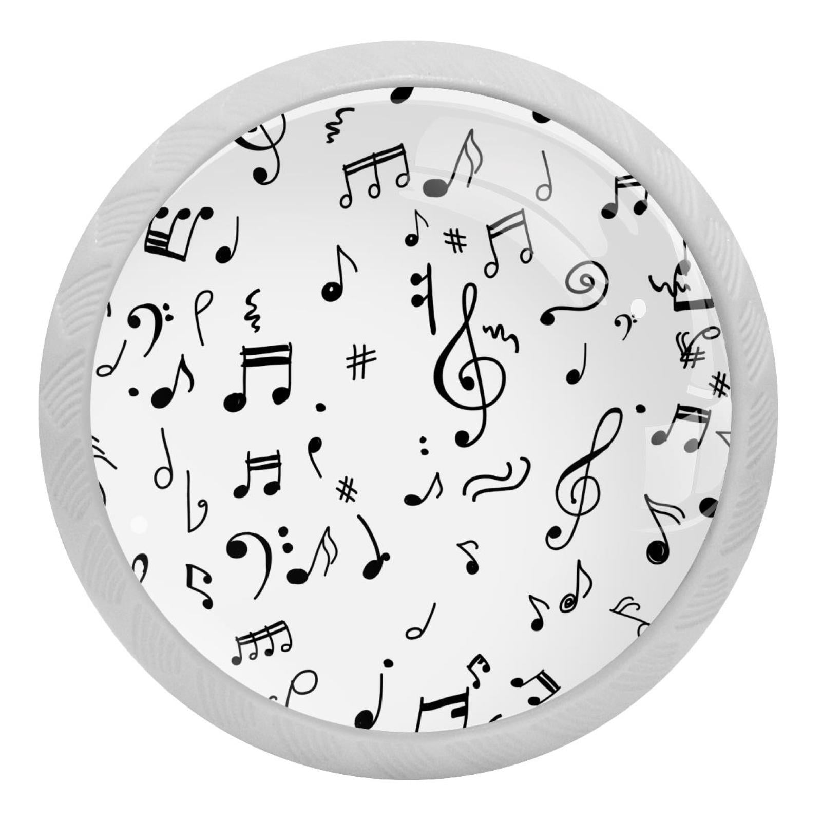 4PCS Round Music Notes Cabinet Fluorescence Knob Glowing in the Dark ...