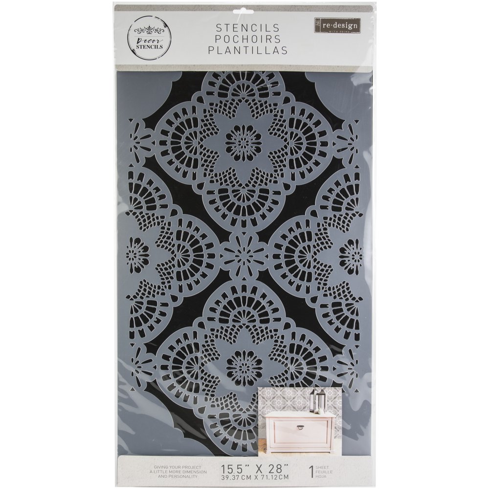 Prima Re-Design 3D Stencil 4.5"X26"-Millicent Lace - Walmart.com ...