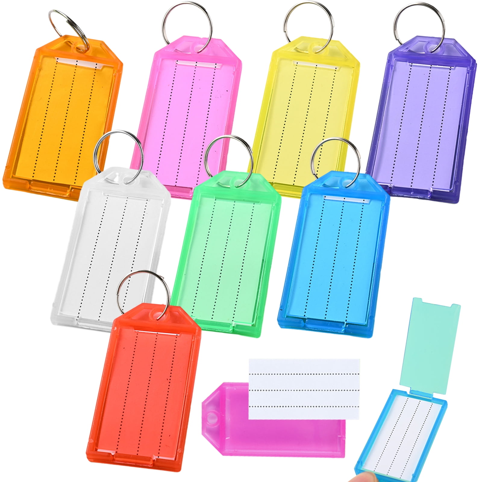 8 llaveros en los que se puede escribir, llaveros de plástico ...