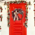 45x45cm Watermelon Red Plastic Wreath with Red Berries and Bow for ...
