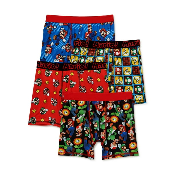 Mario Bros. Boys Boxer Brief Underwear, 4-Pack, Sizes 4-14 - Walmart.com