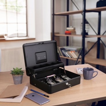 Honeywell Small Key Locking Steel Cash Box with Removable Tray 1 Bill/3 ...